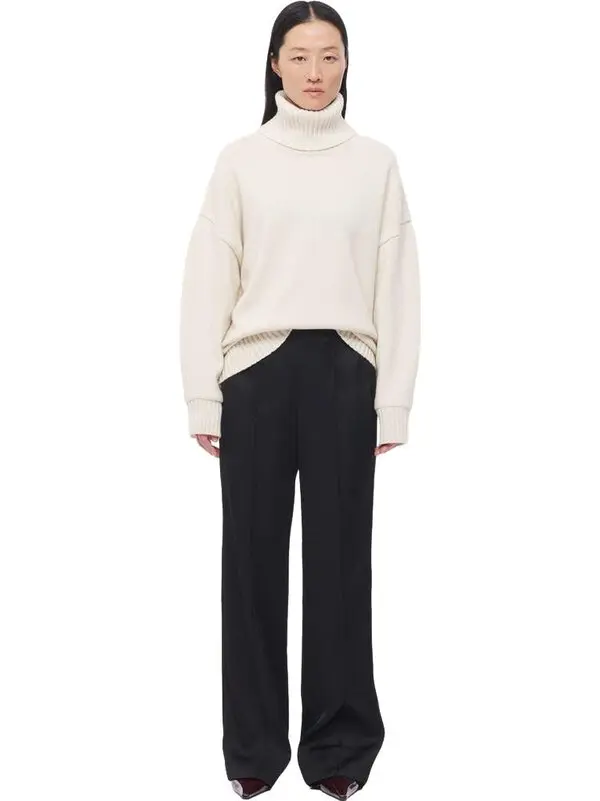 Another Tomorrow Oversized Luxe Turtleneck - Ivory