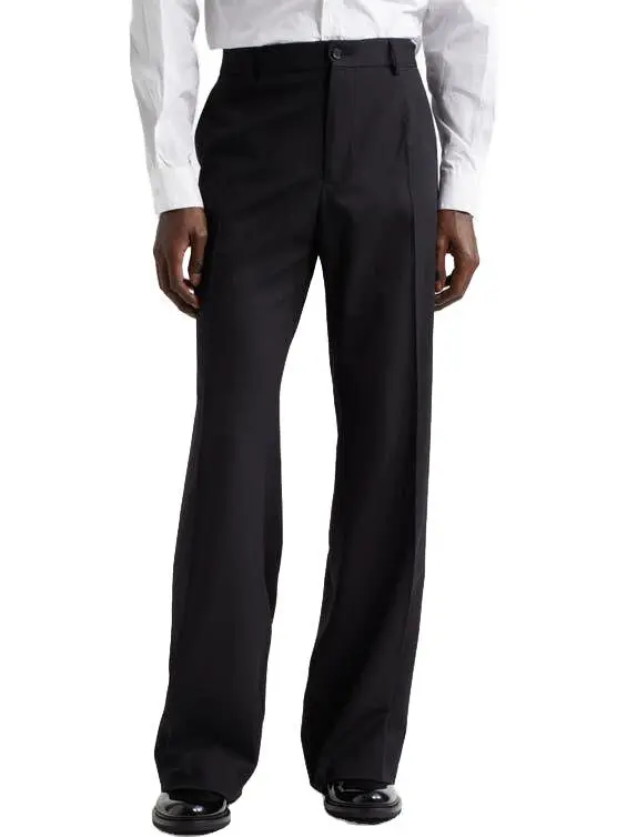 Dolce & Gabbana Pintuck Stretch Virgin Wool Straight Leg Trousers - N0000 Nero