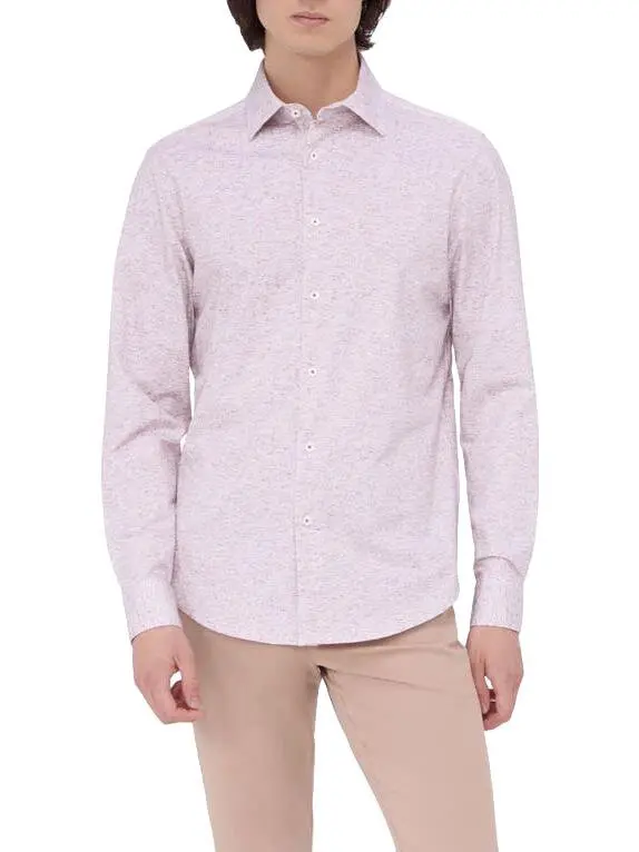 Bugatchi James Ooohcotton® Heathered Button-up Shirt - Ruby