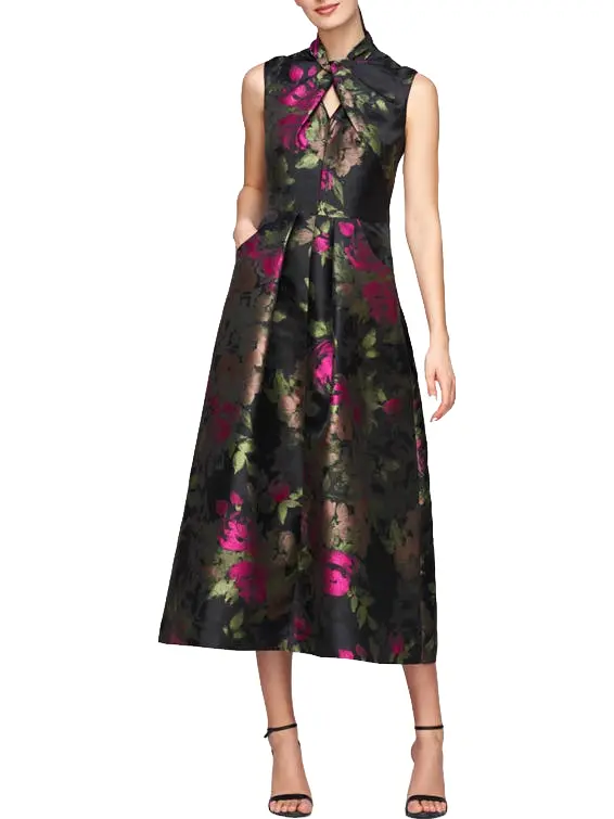 KAY UNGER Rosemarie Floral Cocktail Dress - Bright Rose Multi