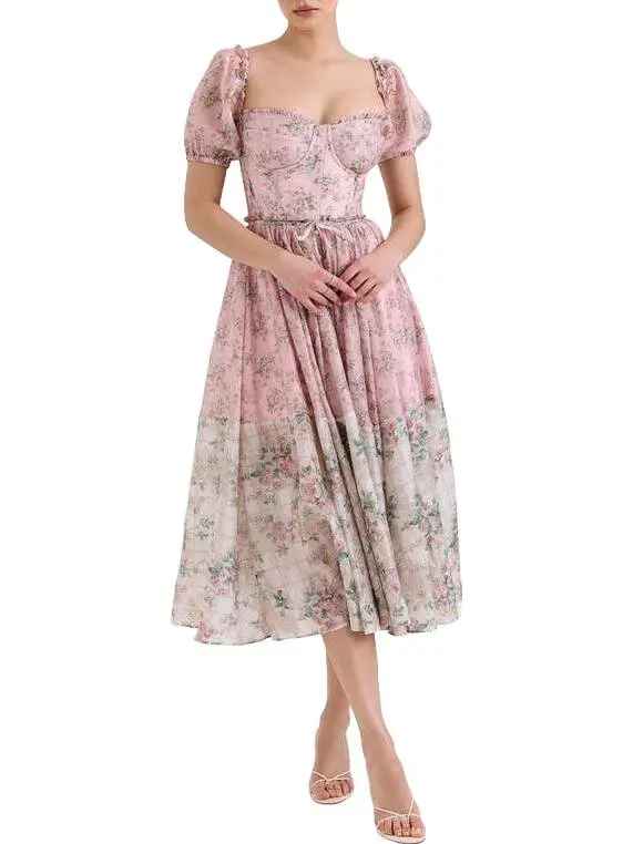 House Of Cb Penelope Floral Maxi Dress - Vintage Floral And Pink