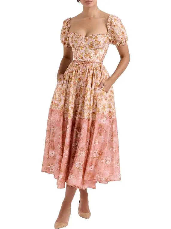 House Of Cb Penelope Floral Maxi Dress - Vintage Rose Print