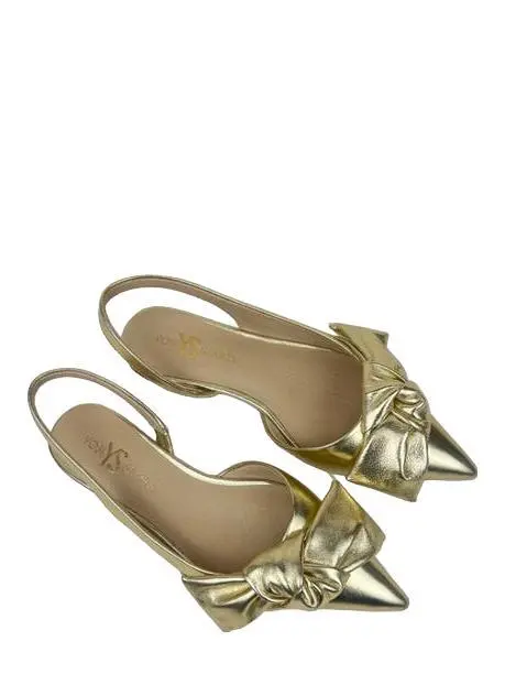 Yosi Samra Pointed Toe Slingback Flat - Gold