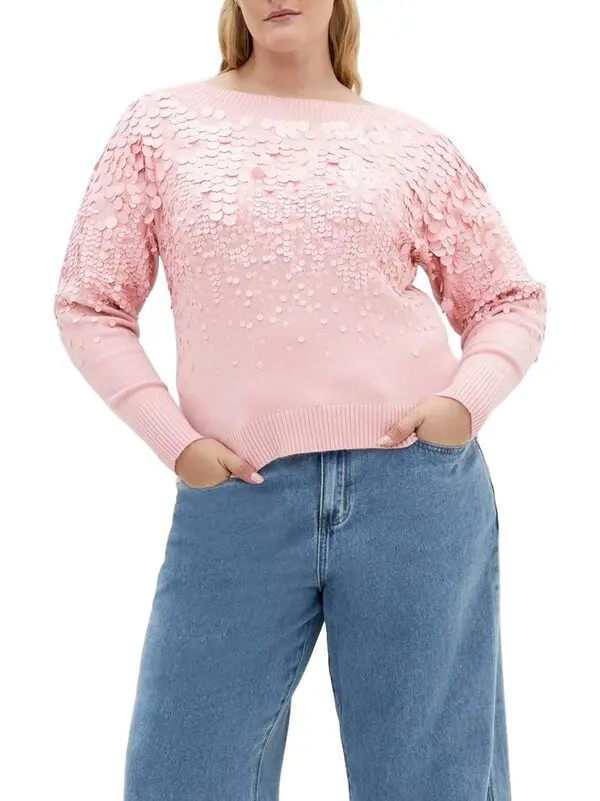City Chic Braylin Embellished Sweater - Blushing Bride