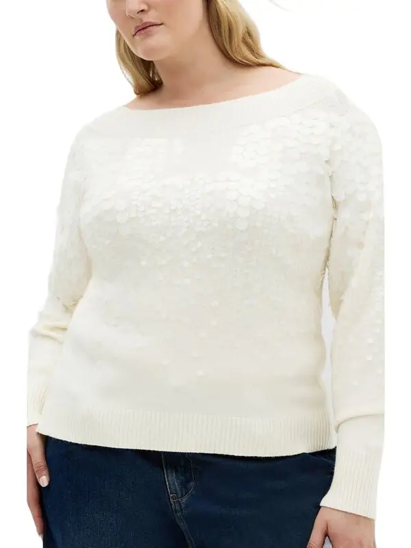 City Chic Braylin Embellished Sweater - Ivory