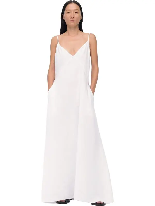 Another Tomorrow Seamed Slip Dress - White