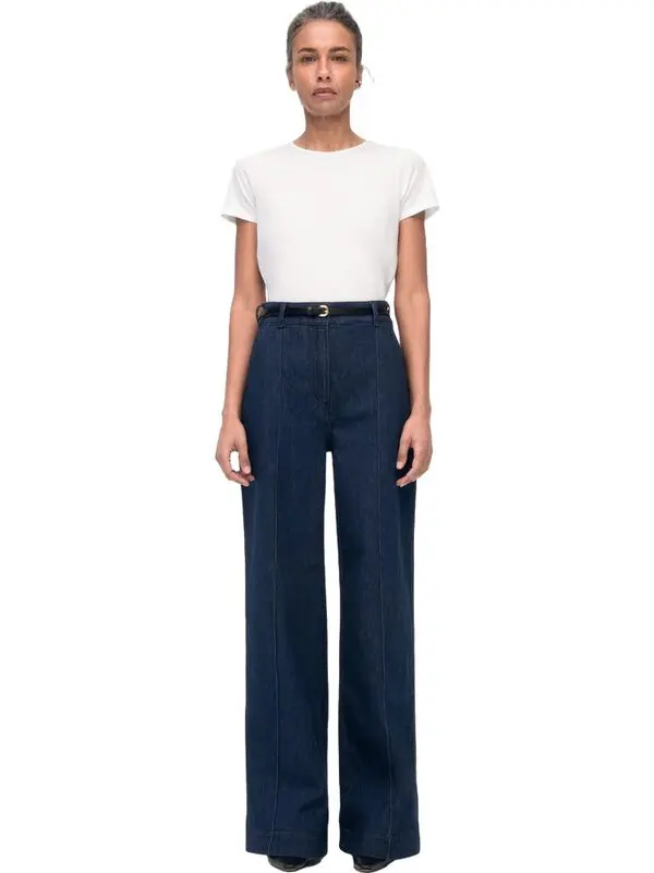 Another Tomorrow High-waisted Straight Leg Denim Trouser - Dark Wash
