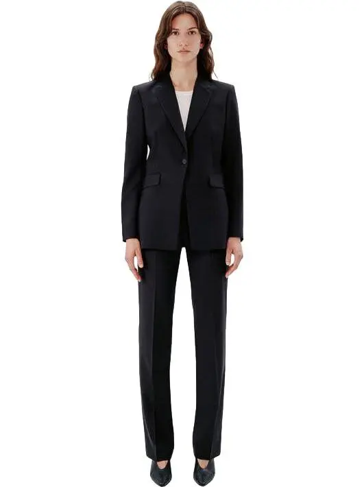 Another Tomorrow Single-button Blazer - Black