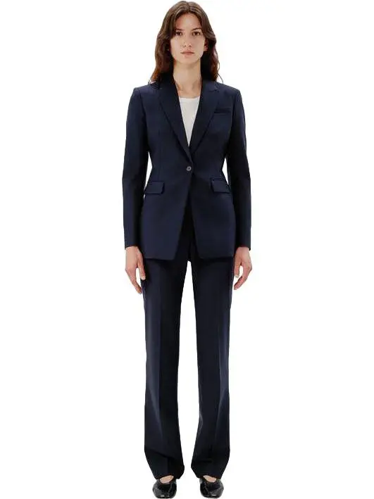 Another Tomorrow Single-button Blazer - Navy