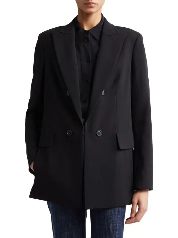 Akris Lucia Double-breasted Wool-blend Blazer - 009 Black