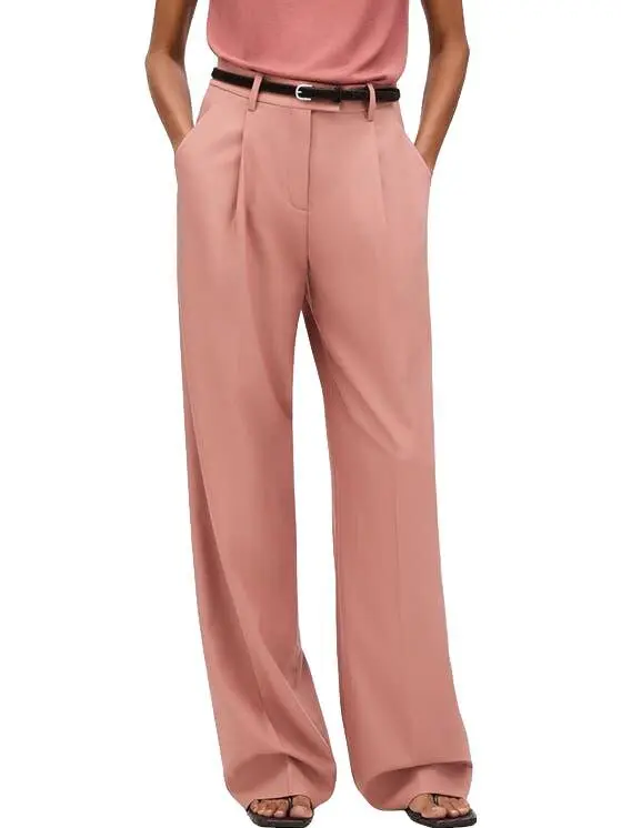 Another Tomorrow Relaxed Wide-leg Wool Trousers - Canyon
