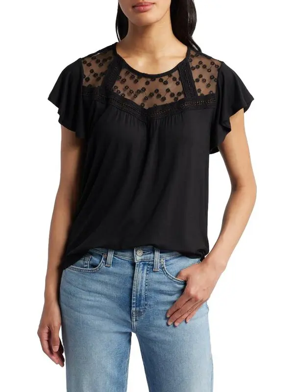Loveappella Yoke Swing Top - Black