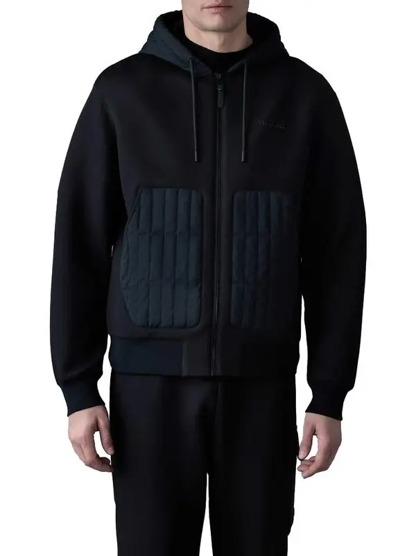 Mackage Cruz Quilted Down Panel Hooded Jacket - Black