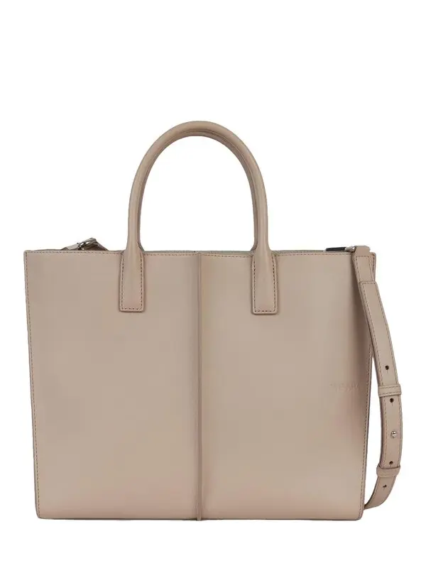 WE-AR4 Structured Leather Tote - Light Taupe