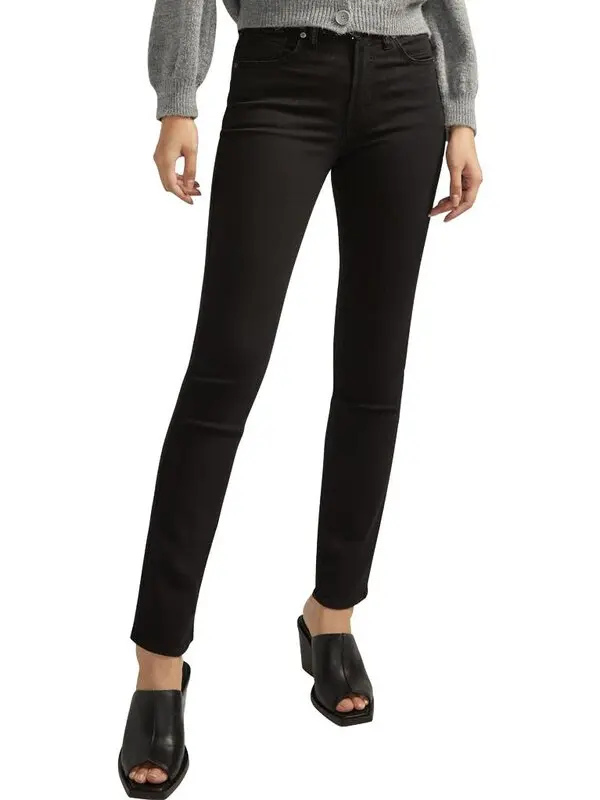 SILVER JEANS CO. Avery Curvy High-waist Slim Straight-leg Jeans - Black