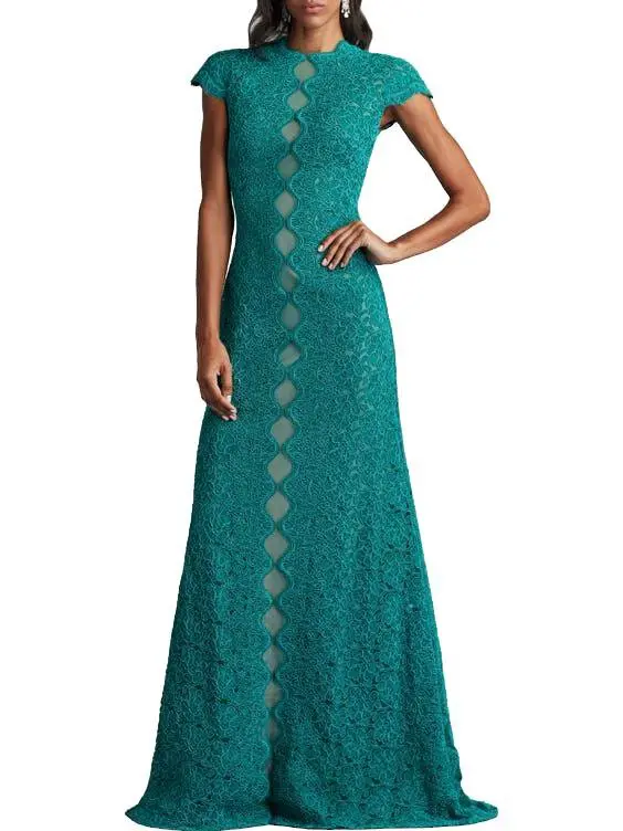 Tadashi Shoji Corded Lace Cotton-blend Gown - Caribbean