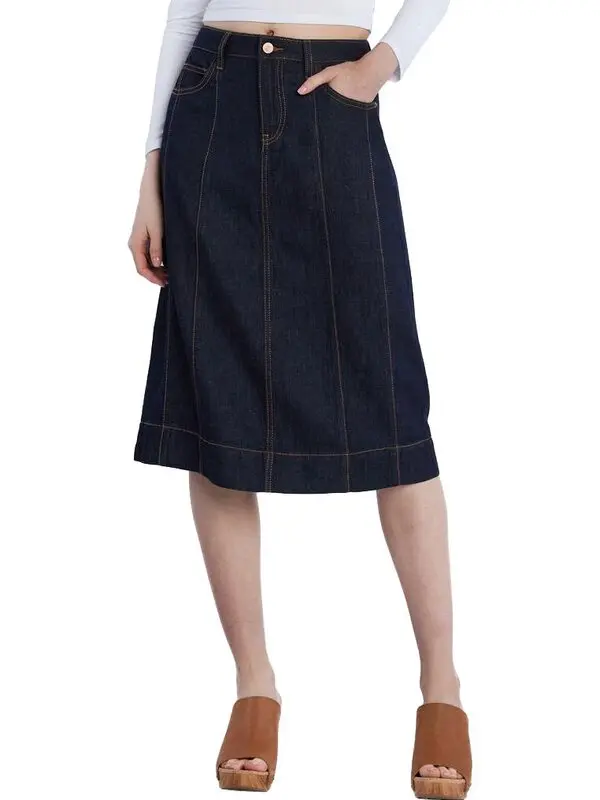 WASH LAB DENIM Alice Pintuck Denim Skirt - Alice Blue