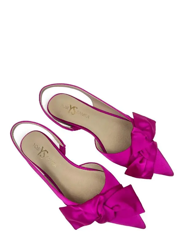 Yosi Samra Violet Pointed Toe Slingback Flat - Fuchsia
