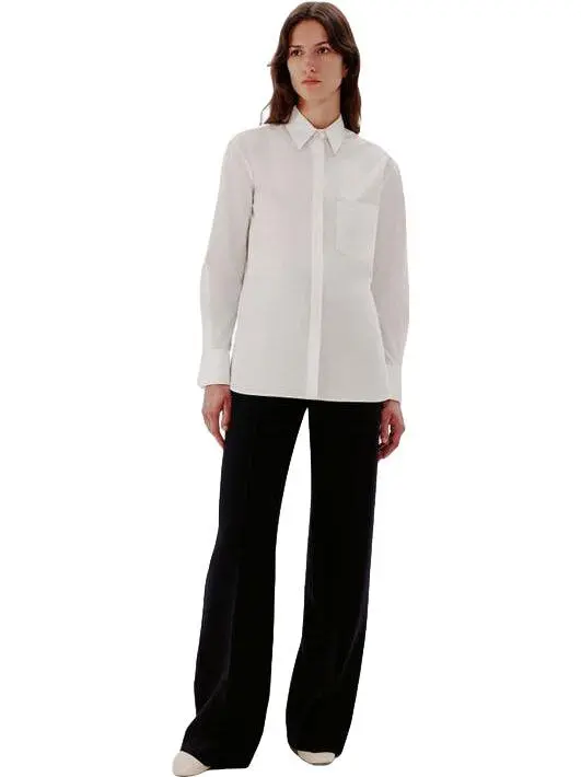 Another Tomorrow Organic Cotton Button-up Shirt - White