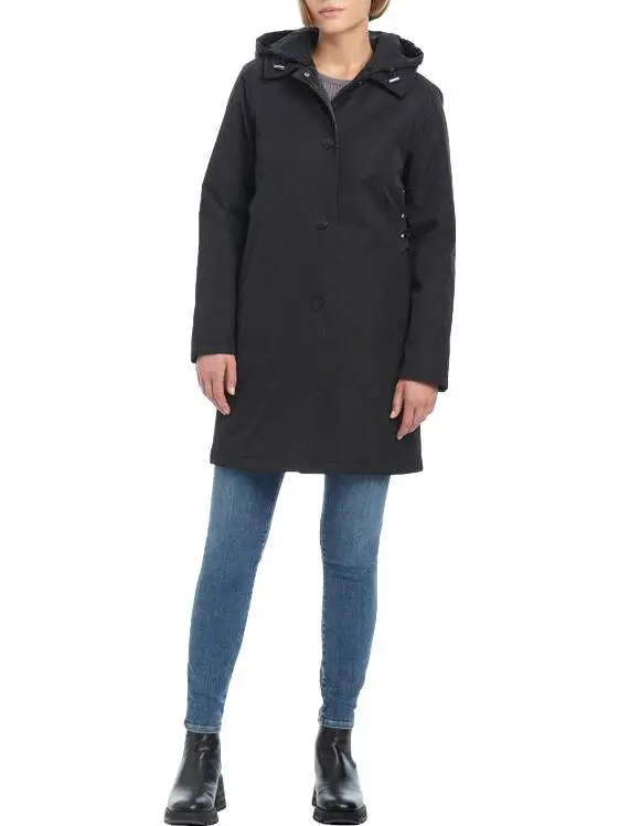Kate Spade New York Water Resistant Raincoat With Removable Hood - Black