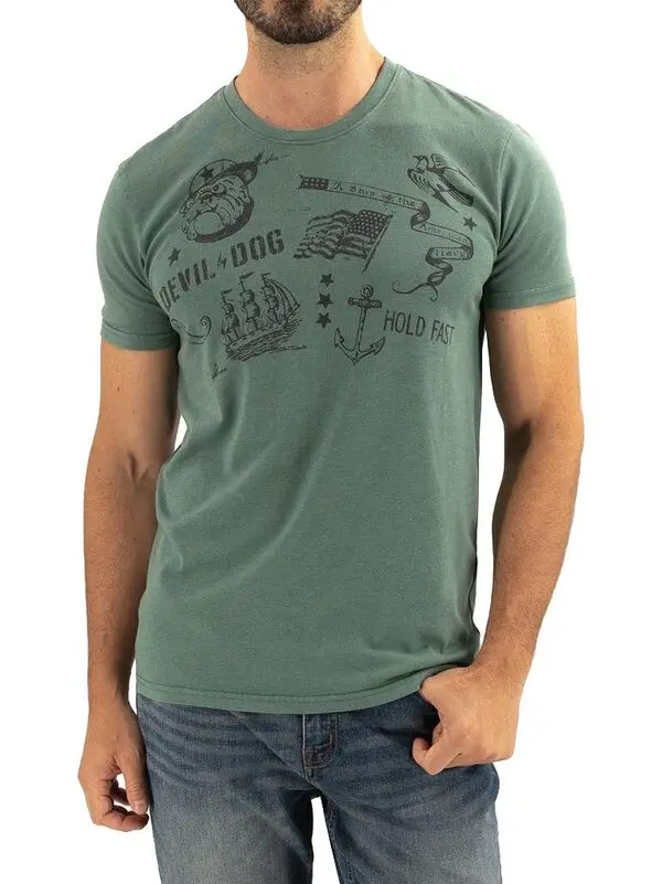 DEVIL-DOG DUNGAREES Man's Best Friend Graphic T-shirt - Spruce