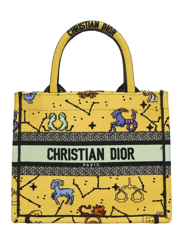 Dior Pixel Zodiac Embroidered Book Tote - Yellow