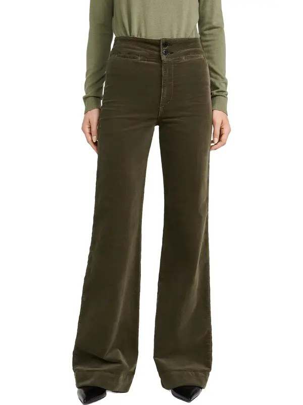 ASKK NY Brighton Wide Leg Corduroy Pants - Safari Green