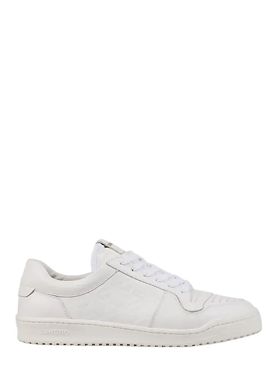 Sandro Logo-embossed Leather Low-top Trainers - Naturels