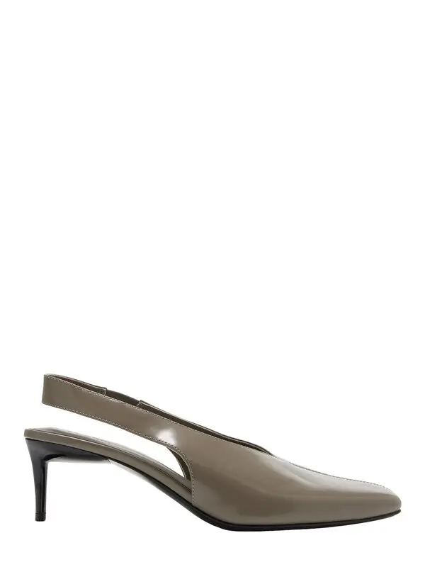 ST. AGNI Leather Slingback Pumps - Grey