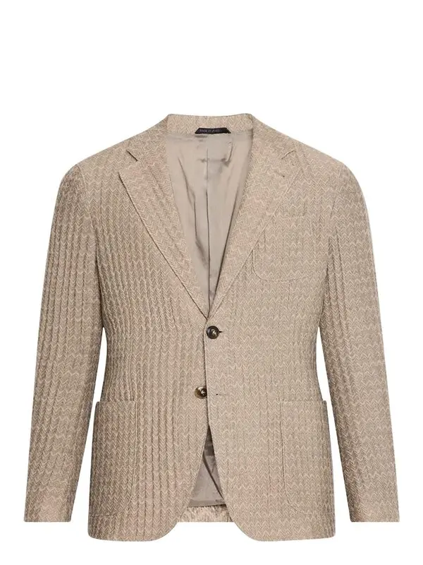 Giorgio Armani Cashmere-silk Deconstructed Chevron Blazer - Brown