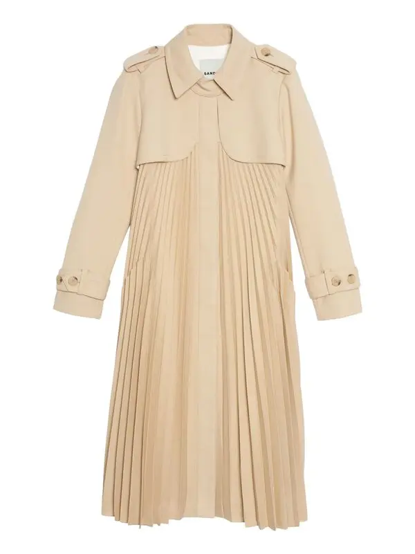 Sandro Vino Pleated Trench Coat - Beige
