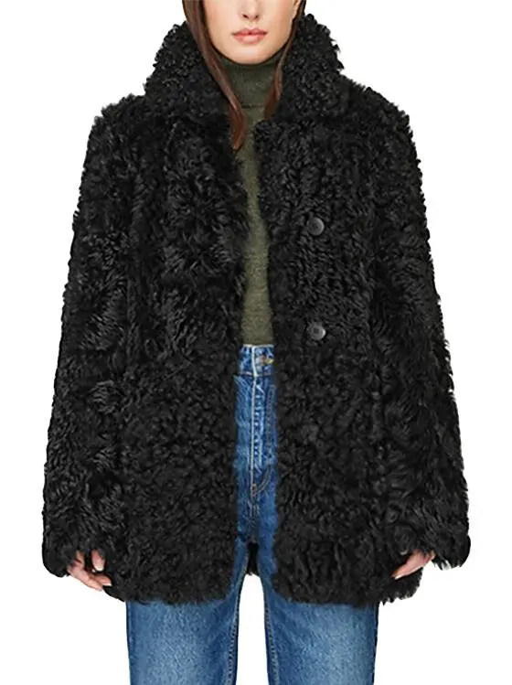HISO Milky Way Reversible Shearling Coat - Jet