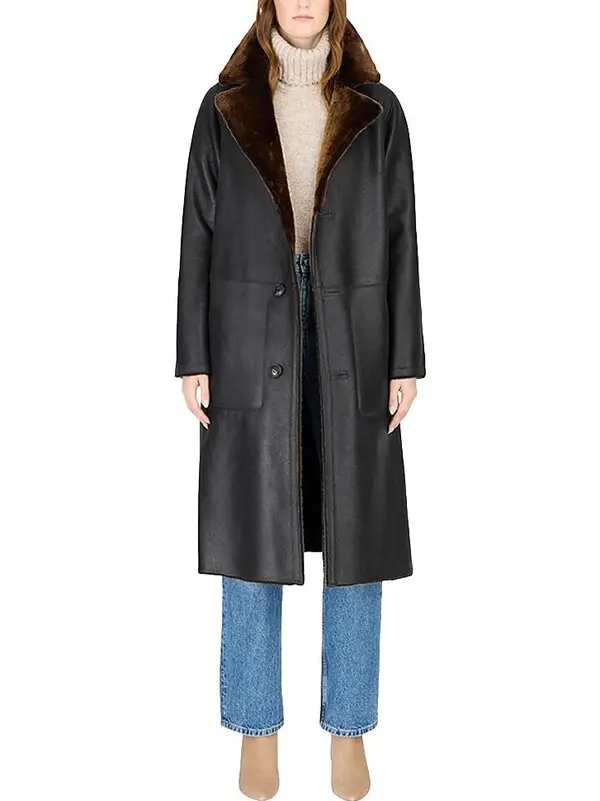 HISO Zira Reversible Shearling Coat - Macassar