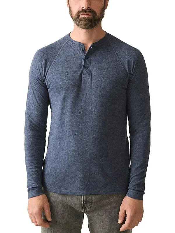 Faherty Brand Cloud Long Sleeve Henley - Baltic Bay Heather