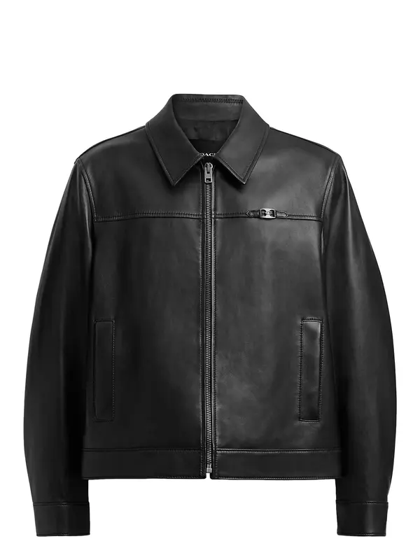 Coach Heritage C Lightweight Leather Jacket - Black