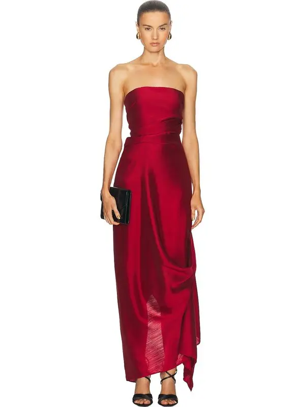 Staud Caravaggio Draped Dress - Rouge