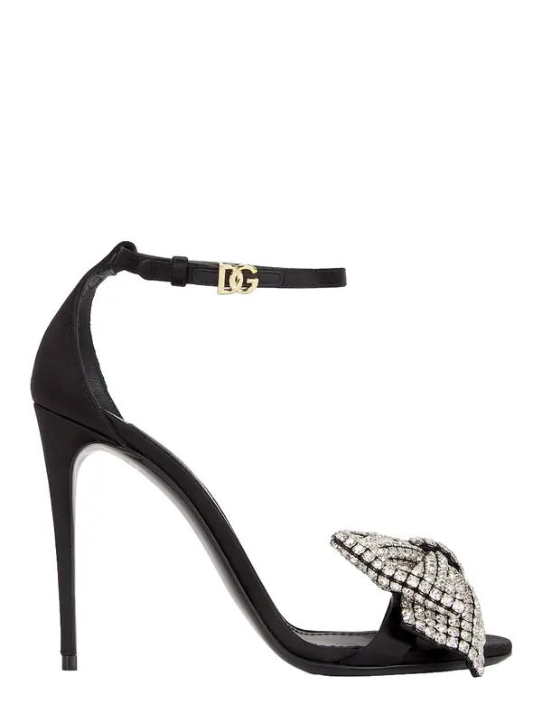 Dolce & Gabbana Keira Bow Sandal - Nero & Crystal
