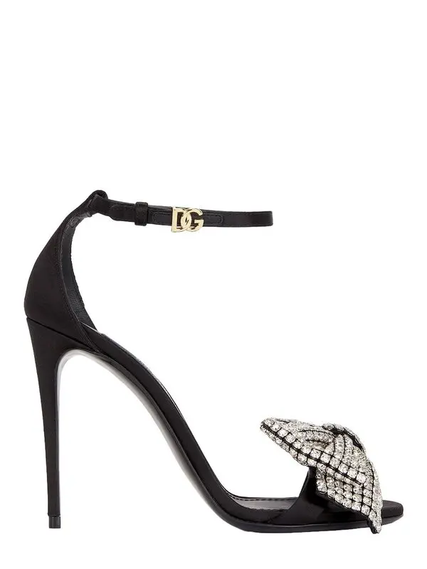 Dolce & Gabbana Keira Bow Sandal - Nero & Crystal