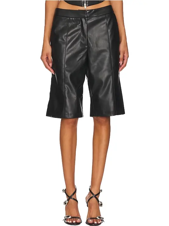 BY.DYLN Juno Faux Leather Shorts - Black