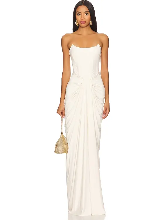 DEME BY GABRIELLA Pearl Gown - Off White