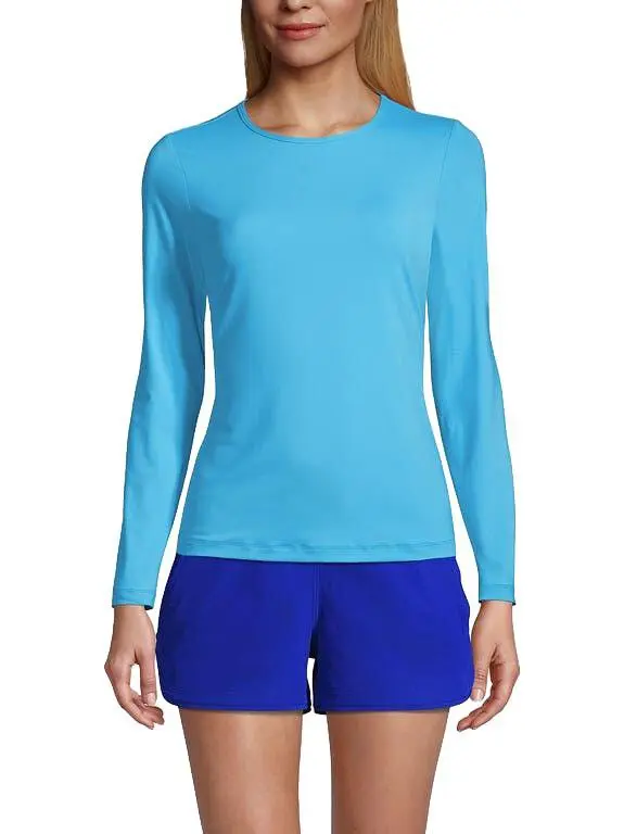 LANDS' END Long Sleeve Upf 50 Rash Guard - Turquoise