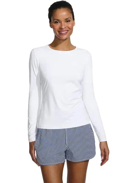 LANDS' END Long Sleeve Upf 50 Relaxed Rash Guard - White