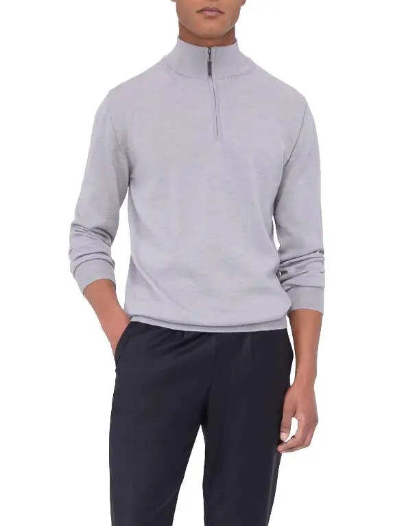 Bugatchi Merino Wool Quarter-zip Pullover - Platinum