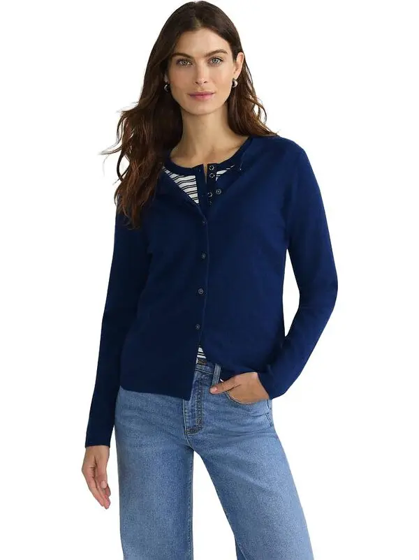 LANDS' END Cashmere Cardigan Sweater - Deep Sea Navy