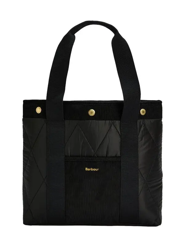 Barbour Healy Mixed Media Tote - Black/ancient