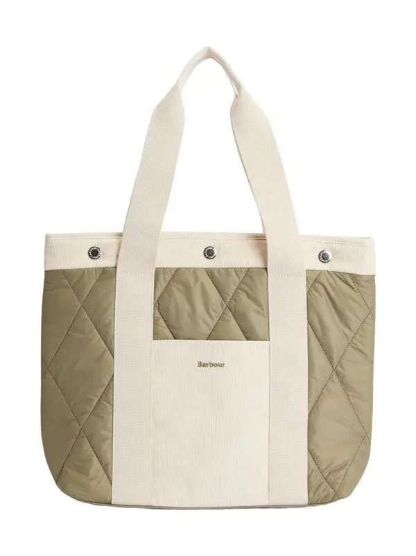 Barbour Healy Mixed Media Tote - Bleached Olive