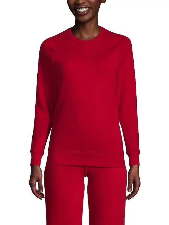 LANDS' END Adult Long Sleeve Crewneck Sweatshirt - Red