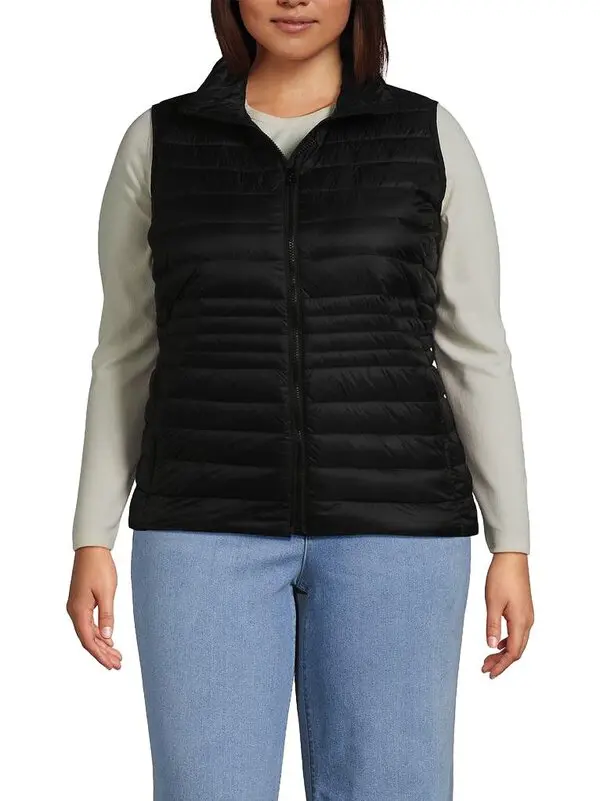 LANDS' END Wanderweight Packable Ultralight Down Vest - Black