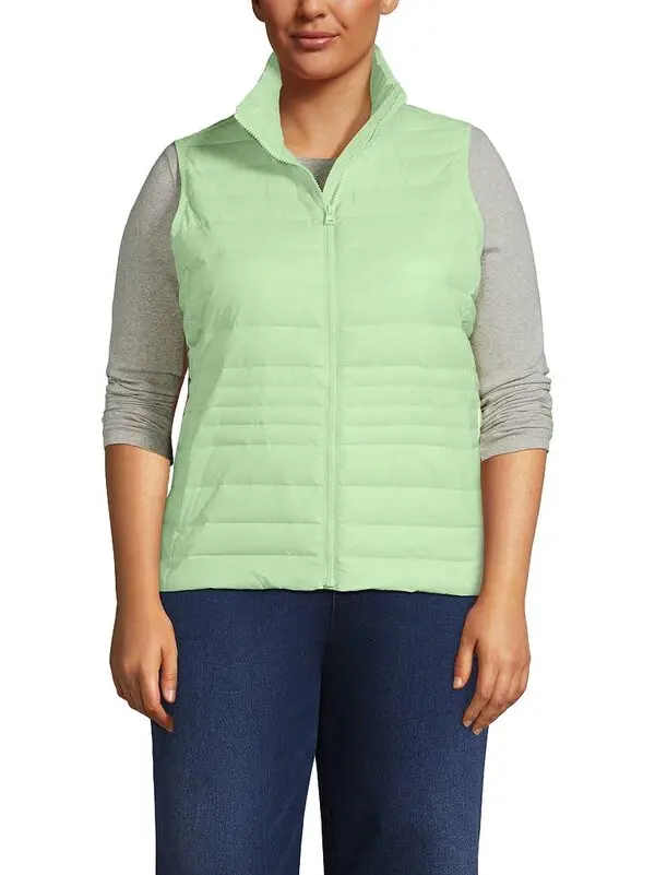 LANDS' END Wanderweight Packable Down Vest - Icy Mint Green