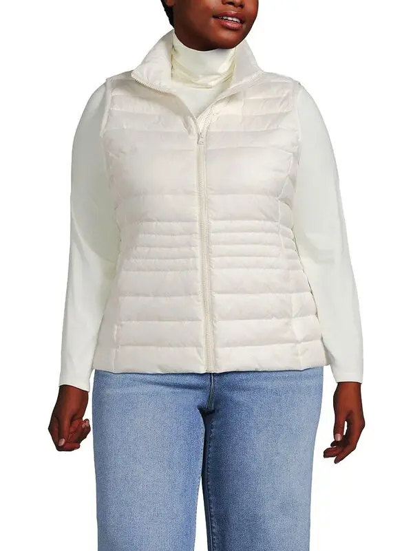 LANDS' END Wanderweight Packable Down Vest - Ivory